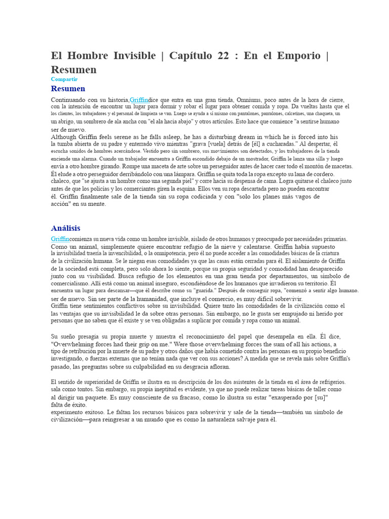 El Hombre Invisible Capítulos 22 - 28 | PDF | El hombre invisible