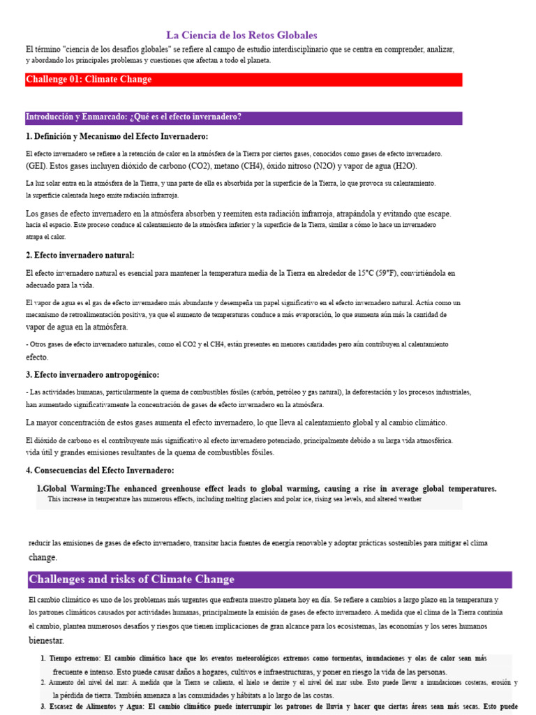 ENSC 1113 La Ciencia de Los Desafíos Globales Notas | PDF | Energía ...