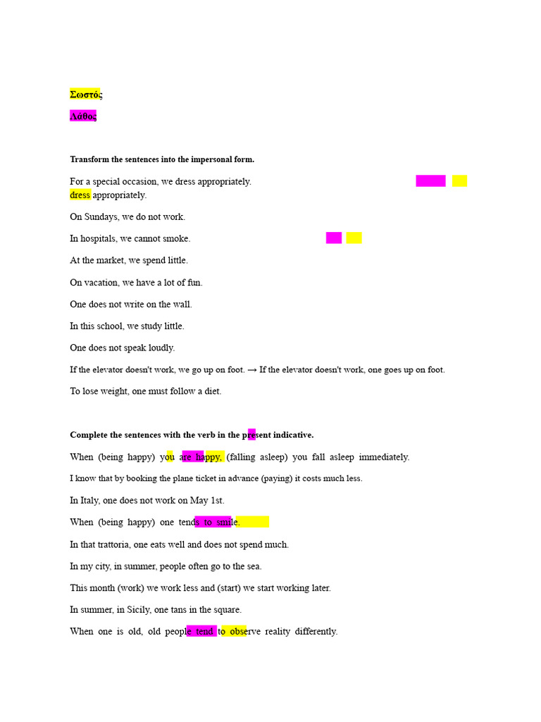 It-Impersonal-Exercises Correct | PDF