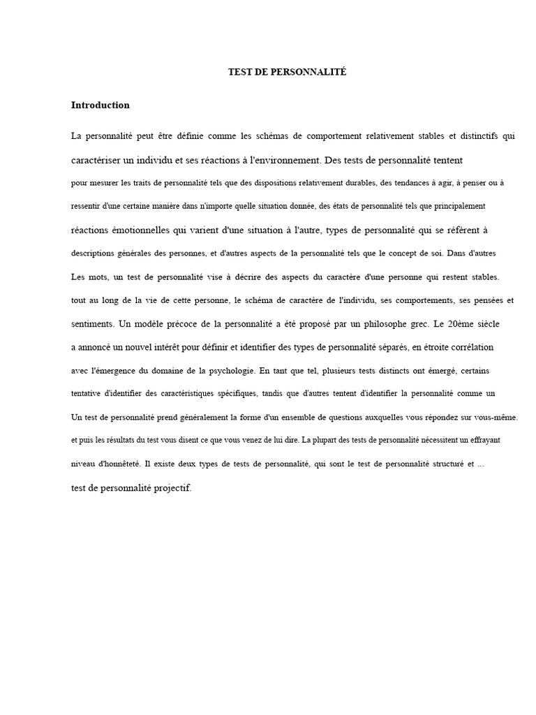 Comprendre les tests de personnalité | PDF | Psychologie | Émotions
