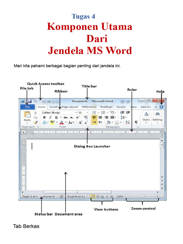 Komponen Utama Jendela MS Word | PDF