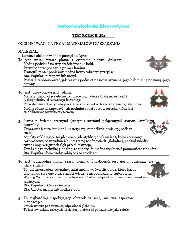 Test Rorschacha TDP | PDF