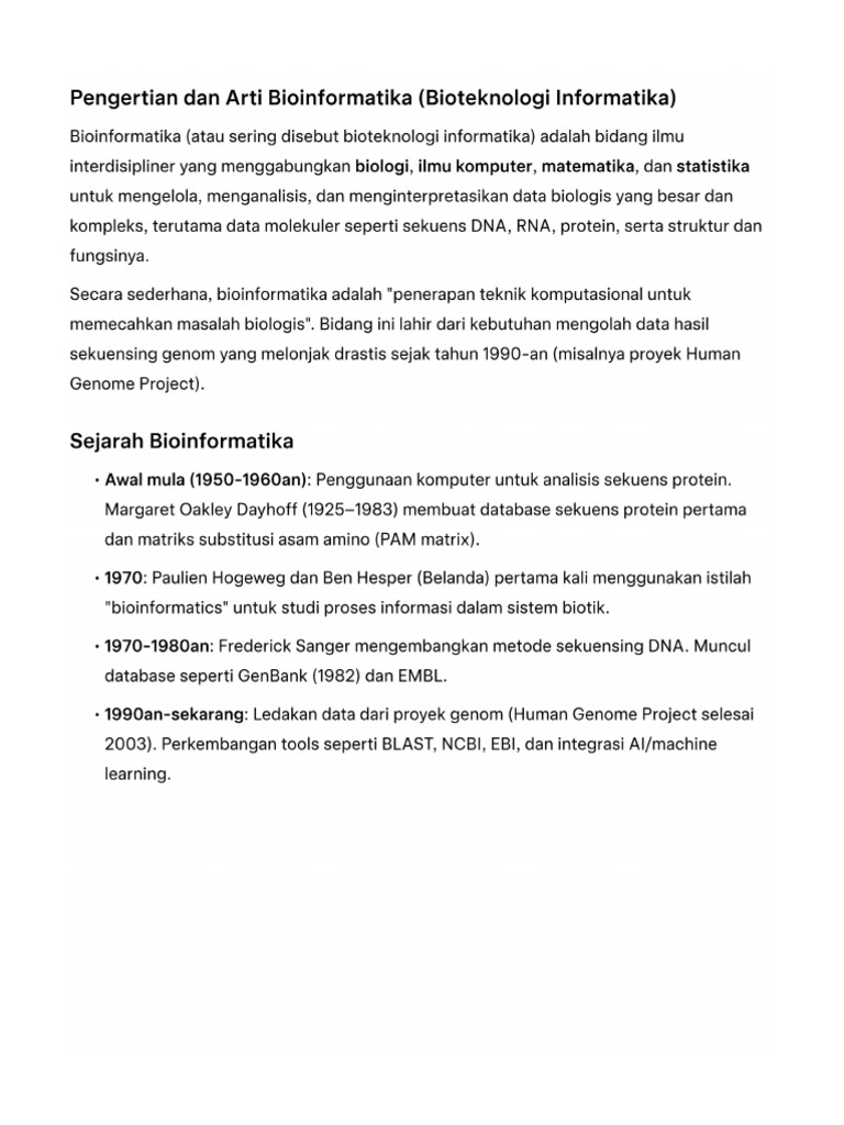 Bioteknologi Informatika | PDF