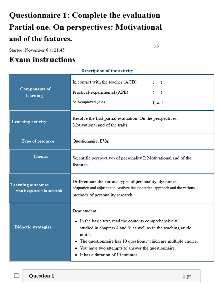 Personality Evaluation Questionnaire | PDF | Extraversion And ...