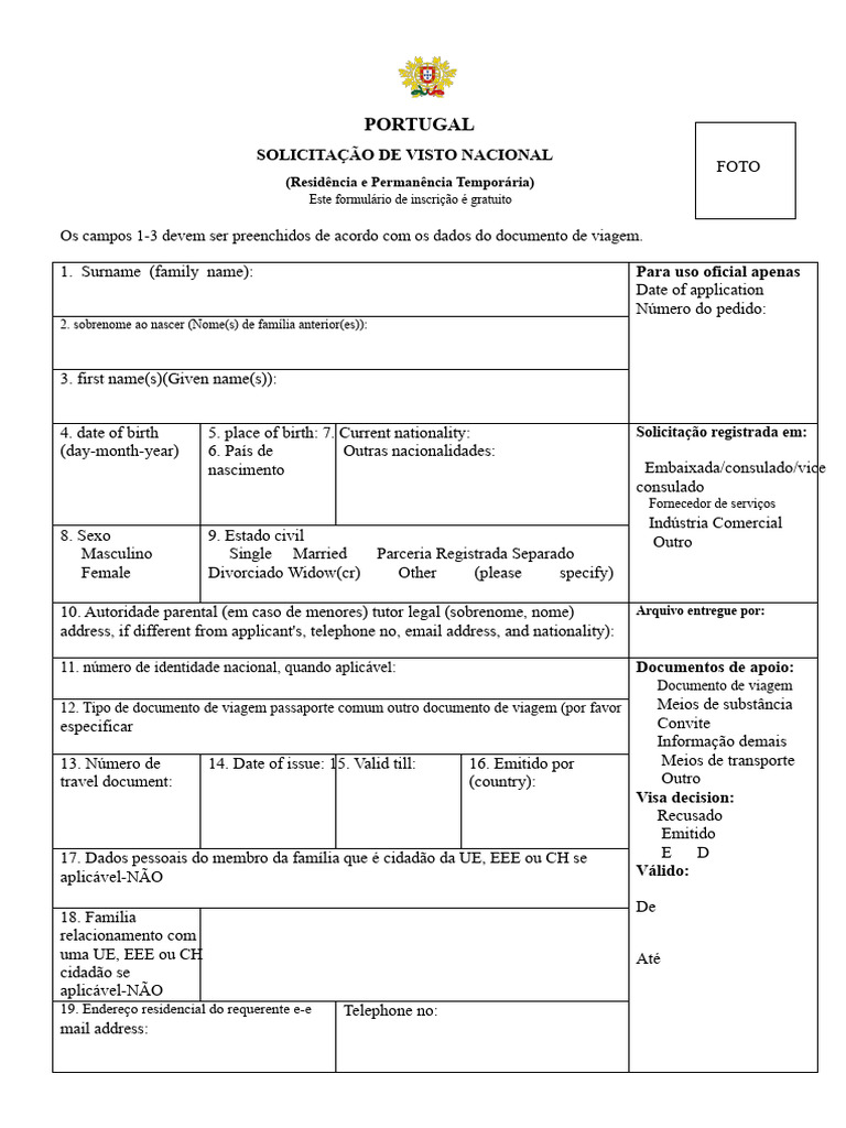 Solicitação de Visto Nacional em Portugal | PDF | Visto para viagem ...