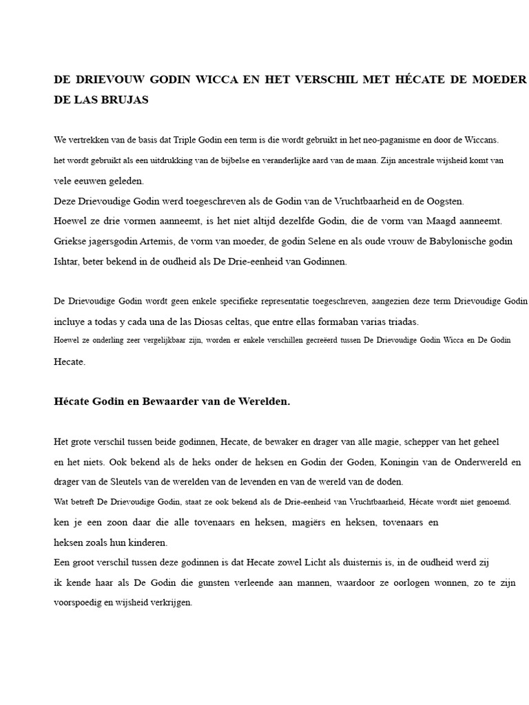 De Drievoudige Godin Wicca - Hecate | PDF