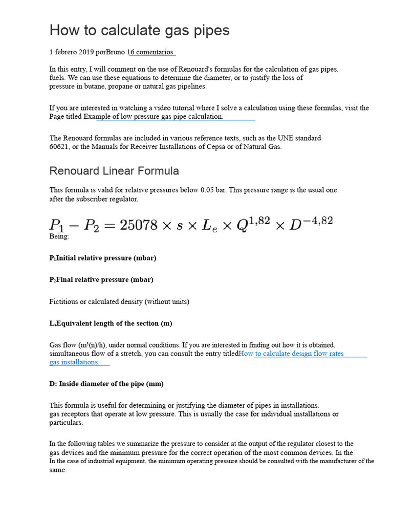 How To Calculate Gas Pipes | PDF | Gases | Pressure