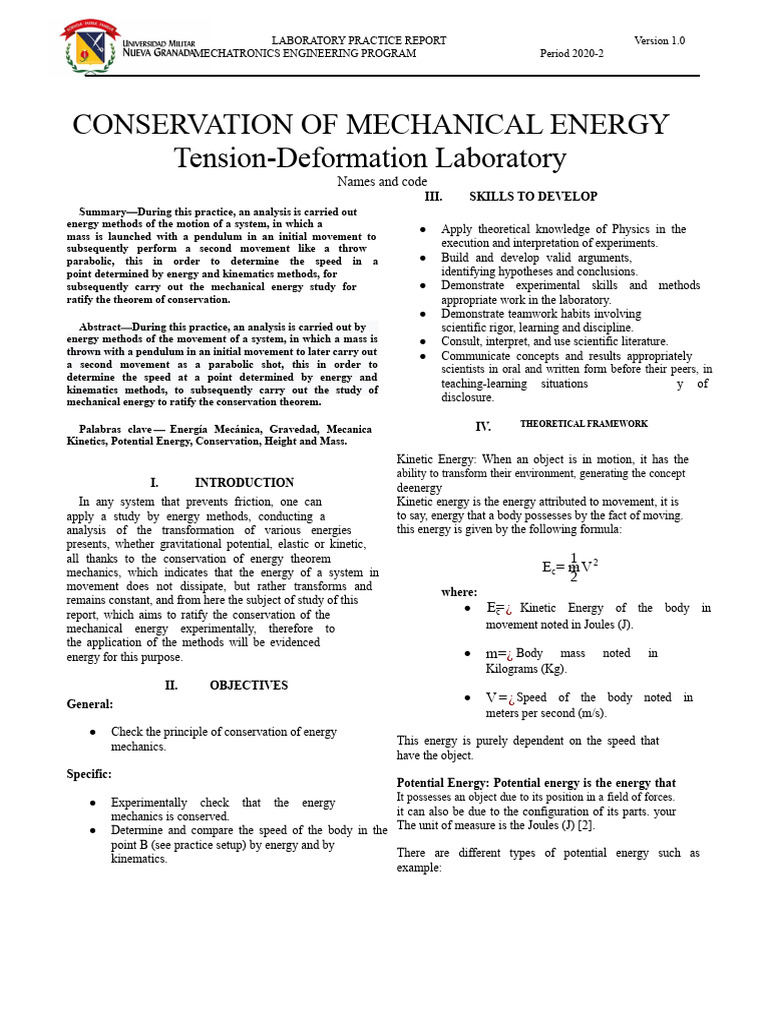 Conservation of Mechanical Energy | PDF | Potential Energy | Kinetic Energy