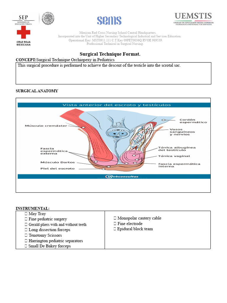 Pediatric Orchiopexy Surgical Technique Guide | PDF | Surgery ...