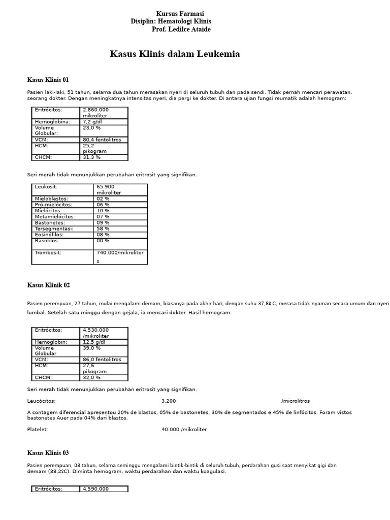 Kasus Klinis Leukemia: Analisis Hemogram | PDF