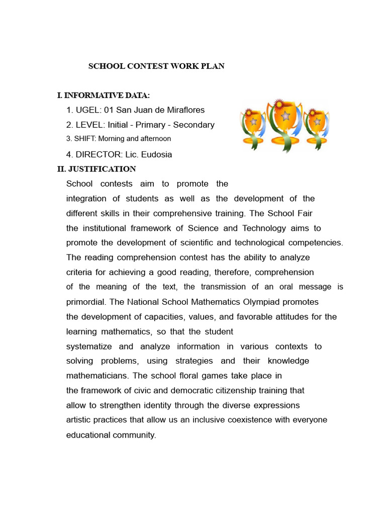 School Competition Plan | PDF | Behavior Modification | Human Communication