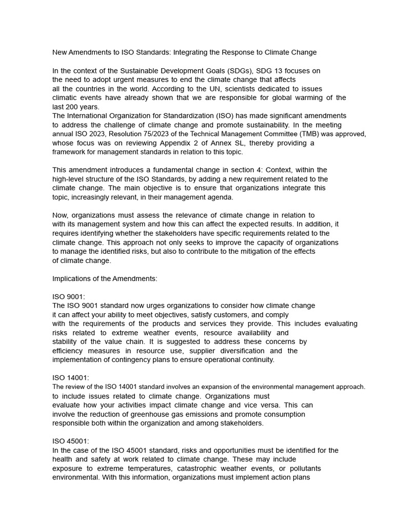 ISO Standards Amendments for Climate Action | PDF | Climate Change ...