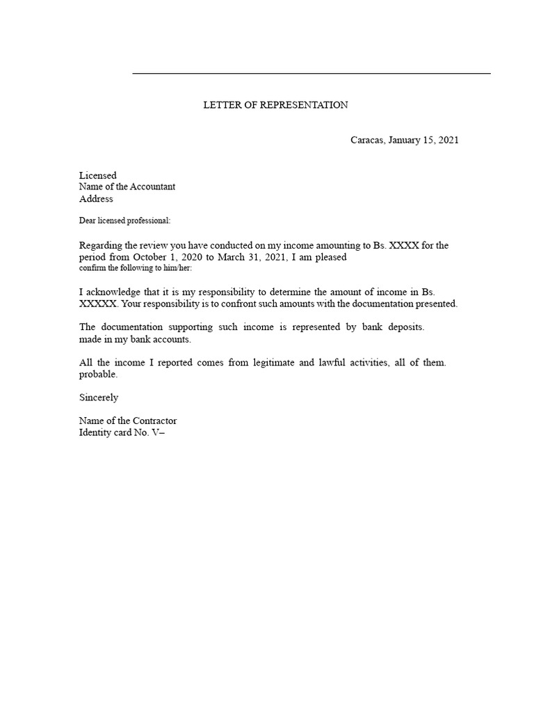 Letter of Representation From A Public Accountant | PDF