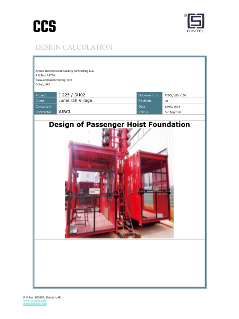 Passenger Hoist Design Report - J-225 | PDF | Beam (Structure) | Mechanics
