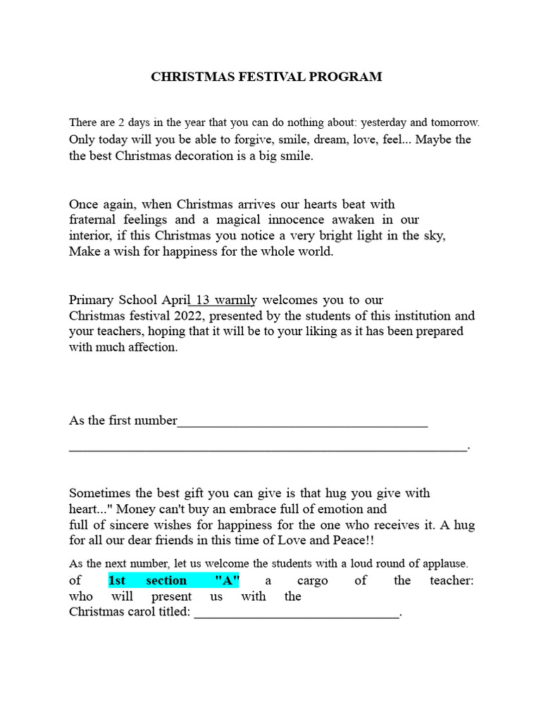 CHRISTMAS FESTIVAL PROGRAM | PDF | Christmas