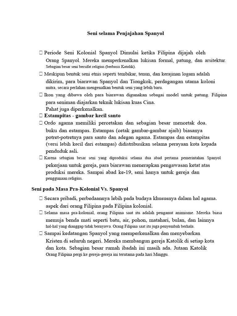 Seni Selama Penjajahan Spanyol | PDF