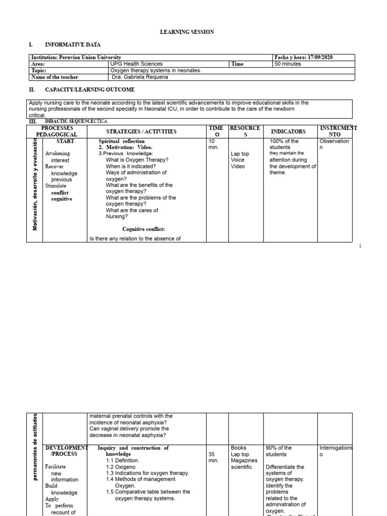 Learning Session Model Oxygen Therapy Systems | PDF | Neonatal ...