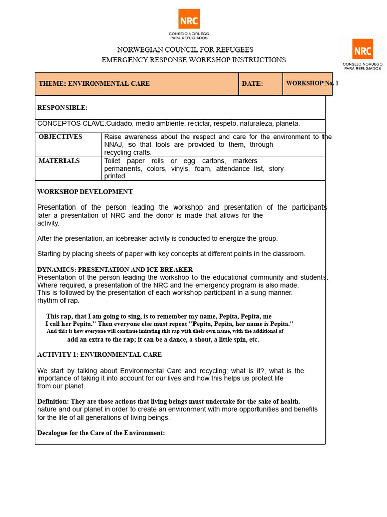 Environmental Care Workshop Guide | PDF | Waste | Recycling