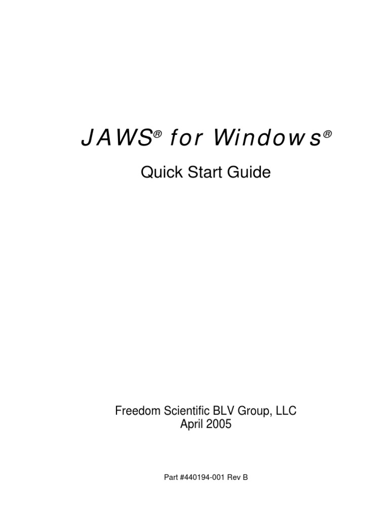 Jaws For Windows: Quick Start Guide | PDF | Computer Keyboard | Keyboard Shortcut