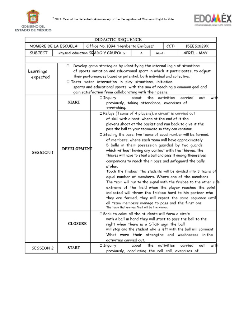 Plannings 2023 Physical Education | PDF | Sports