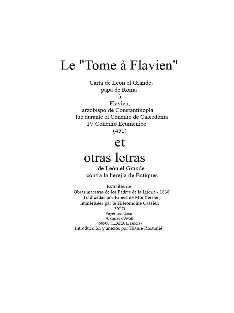 Toma A Flavien | PDF | Consejo de Calcedonia | Cristo (título)