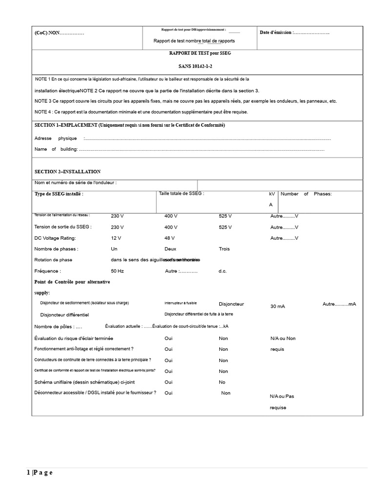 Rapport de Test Pour SSEG | PDF | Puissance (physique) | Électromagnétisme
