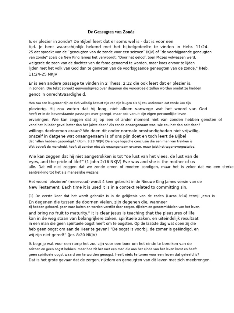 De Geneugten Van Zonde Voor Een Seizoen | PDF