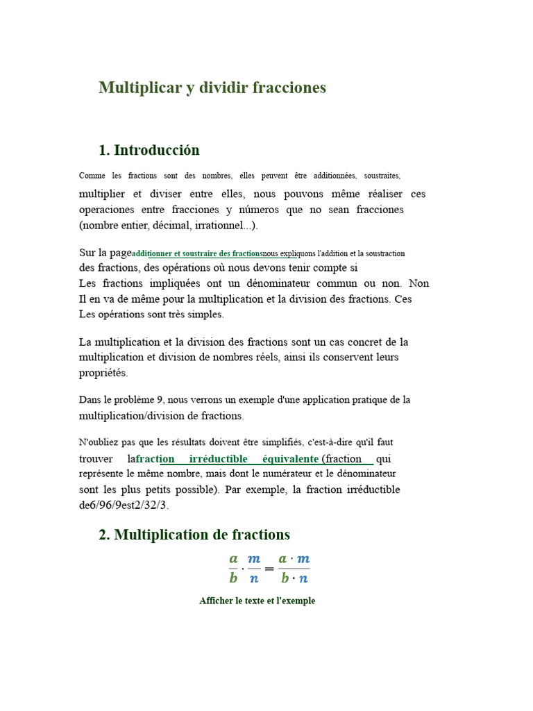 Multiplication et division de fractions | PDF | Multiplication | Division