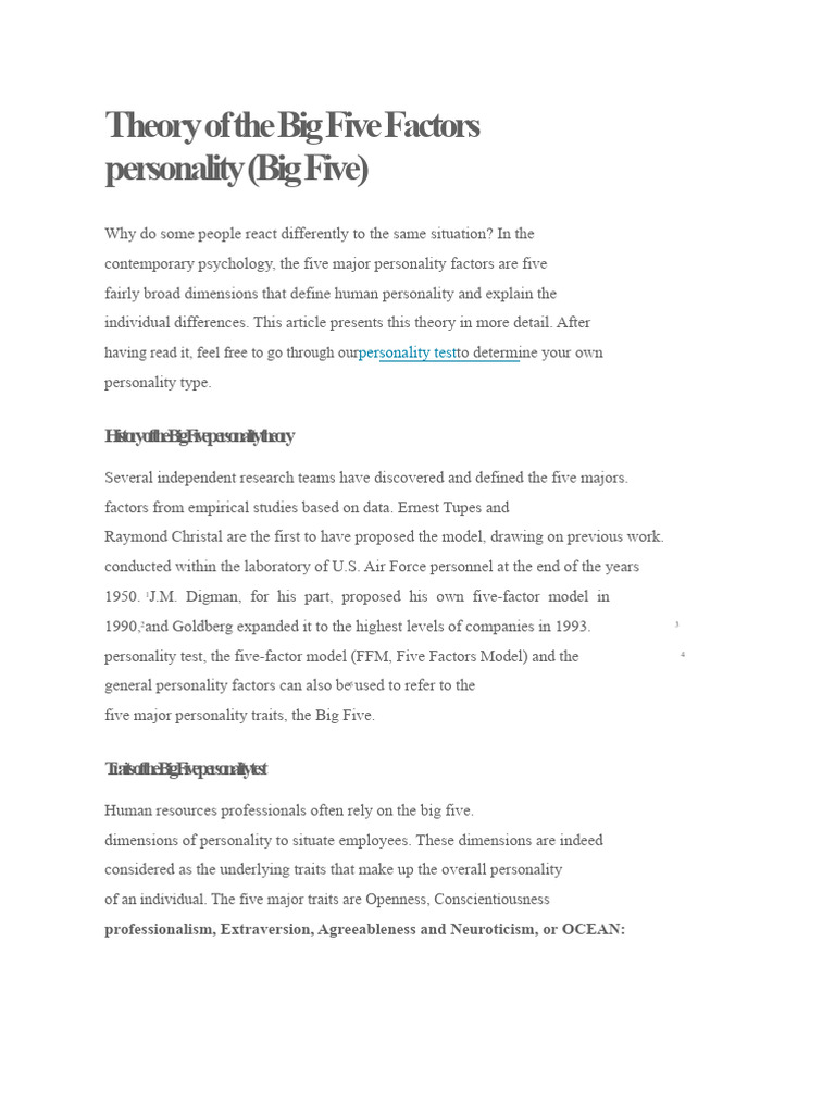 Understanding the Big Five Personality Traits | PDF | Personality ...