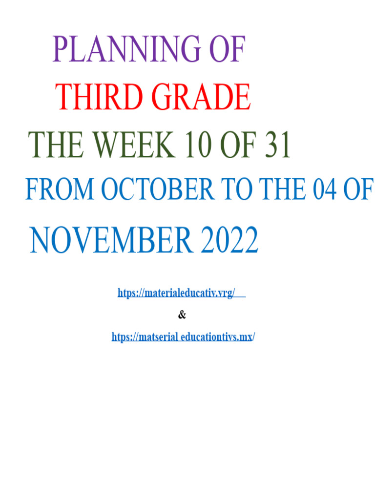 Planning 3rd Grade Week 10 Cycle 22-23 | PDF | Textbook | Brainstorming