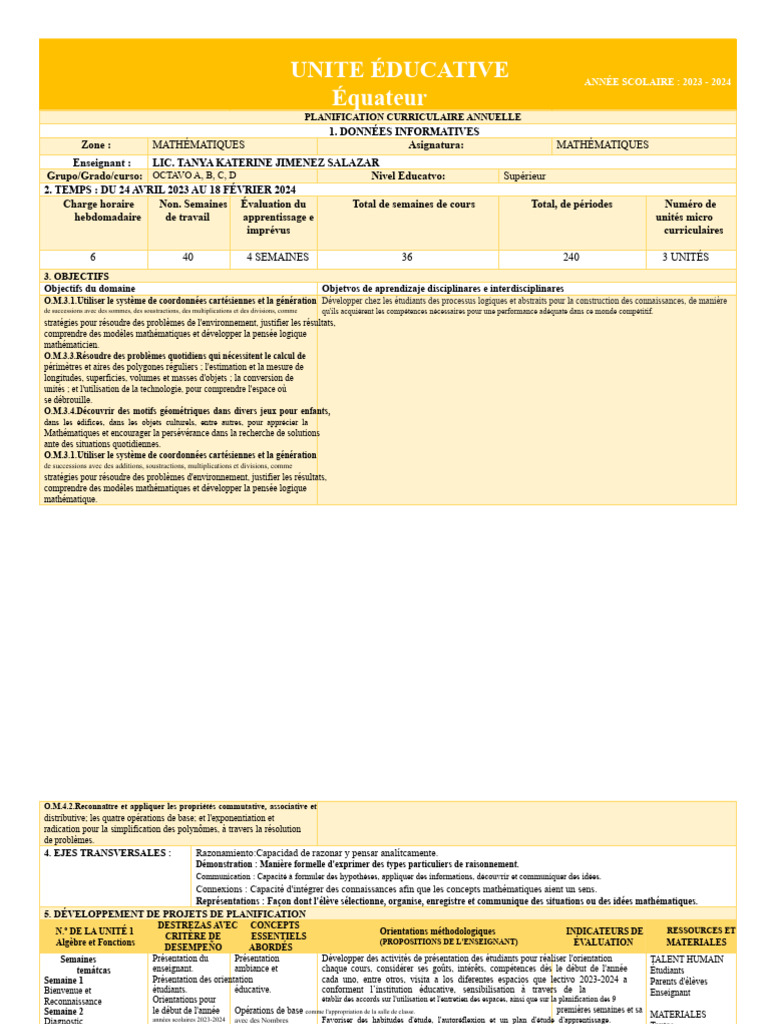 Planification annuelle en mathématiques 2023-2024 | PDF | Statistiques ...