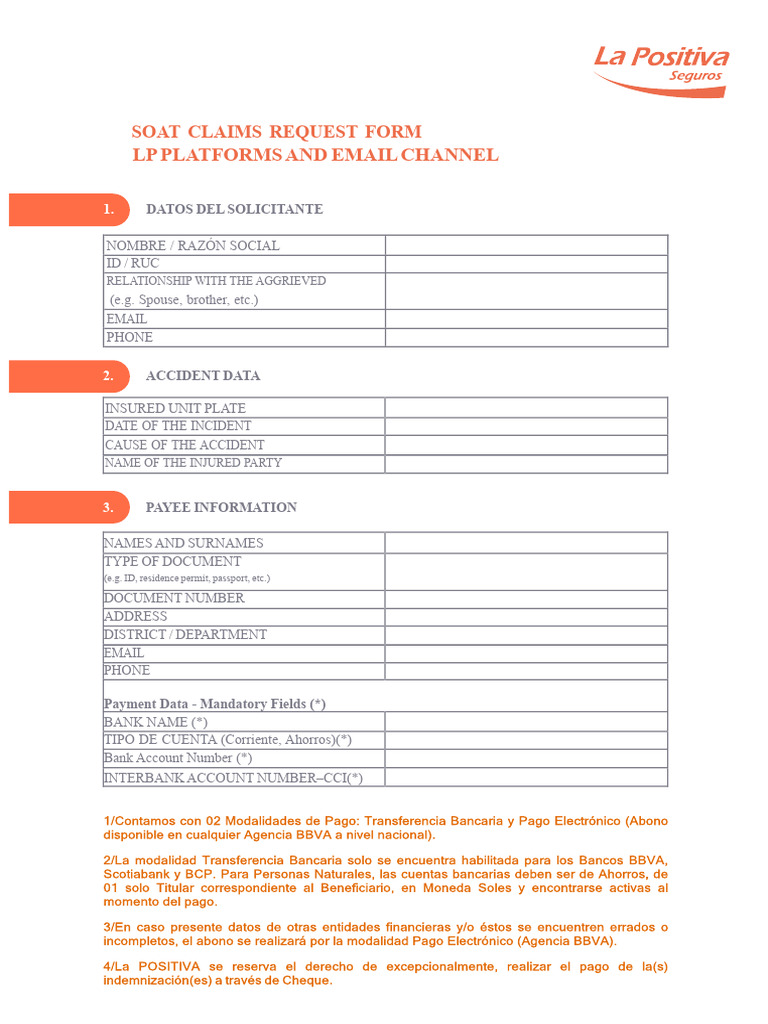 Soat Claims Application Form | PDF