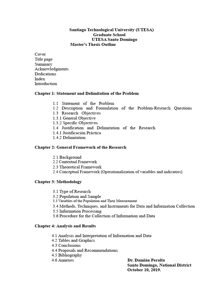 Master's Thesis Preparation Outline | PDF