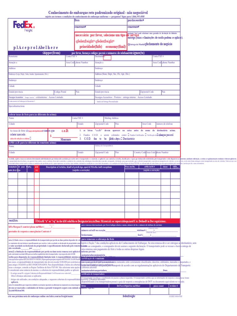 Conhecimento de Embarque Reto Padrão | PDF | Propriedade privada ...