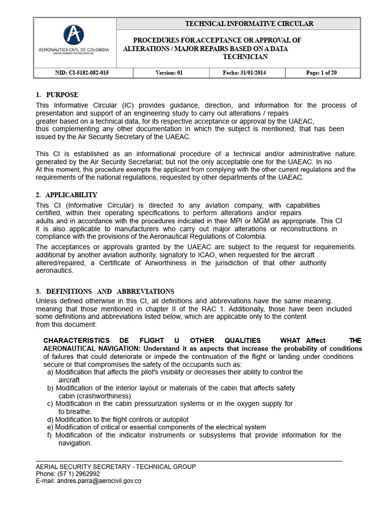 Technical Informative Circular Procedures For Acceptance or Approval of ...