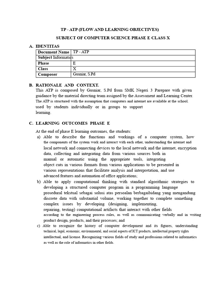 CP and Atp Informatics Phase e | PDF | Computer Programming | Computer ...