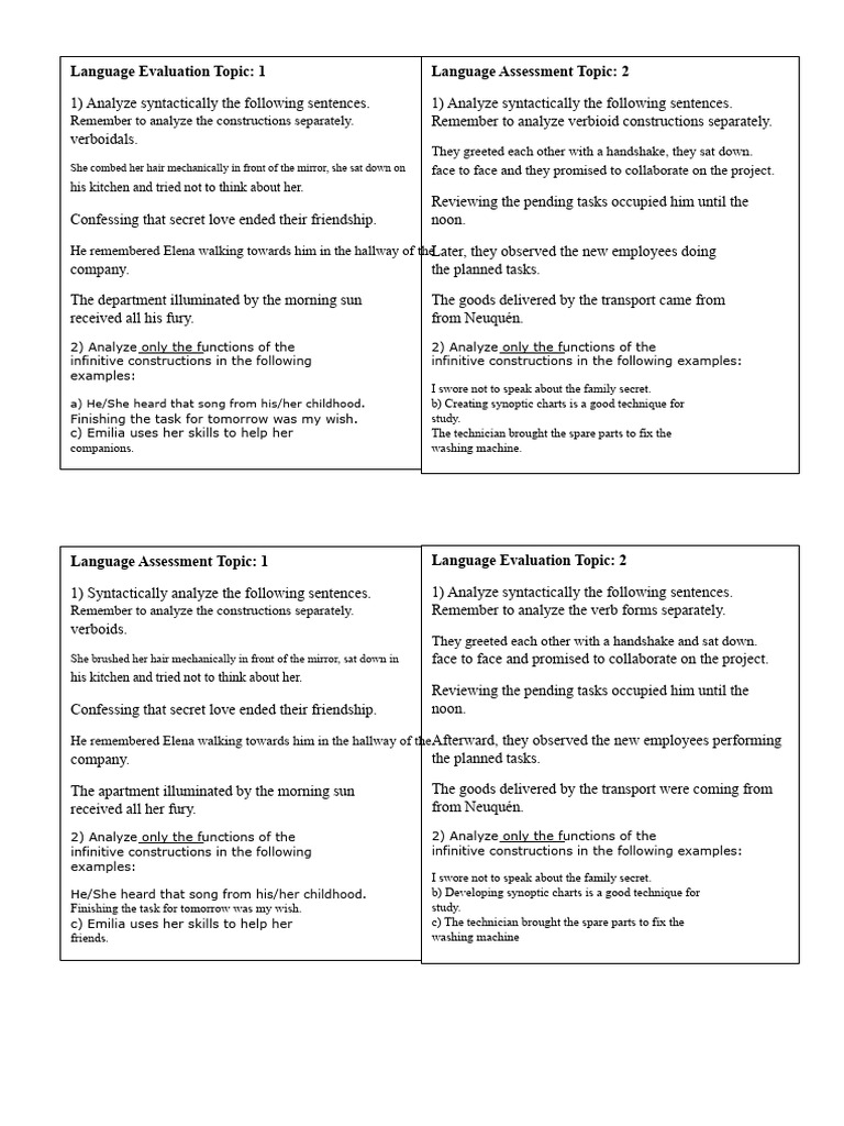 Evaluation of Verb Constructions | PDF | Syntax | Learning