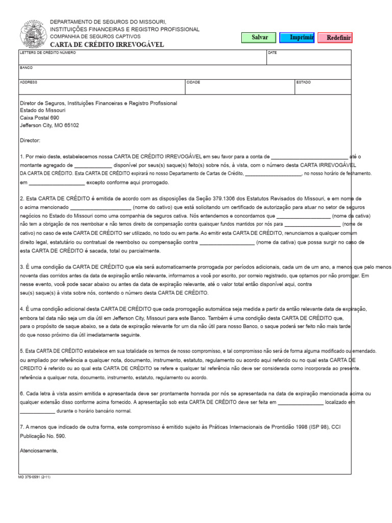 Carta de Crédito Irrevogável | PDF | Crédito | Finanças e Administração ...