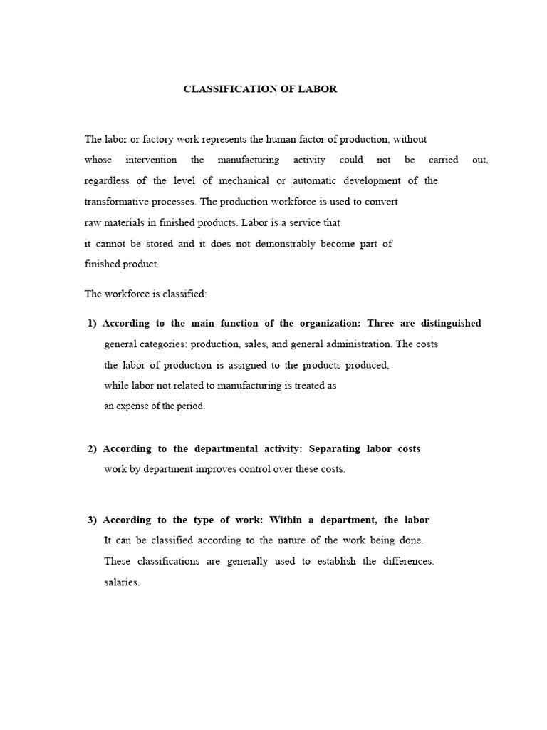 Labor Classification and Cost Control | PDF | Expense | Cost Of Goods Sold