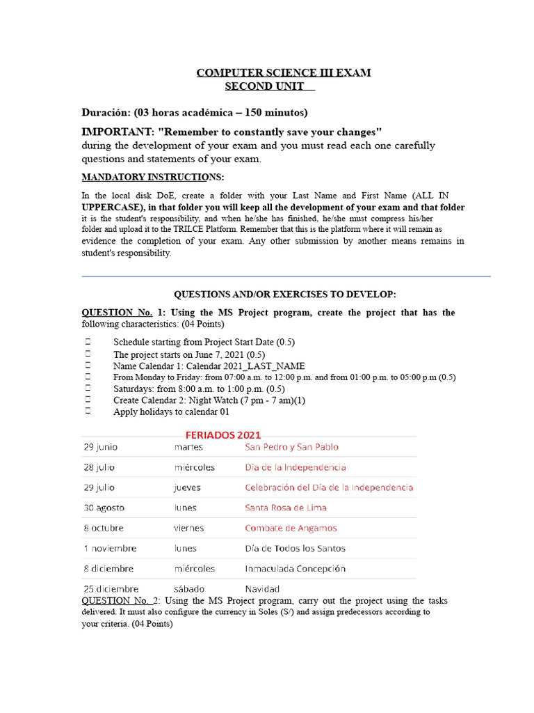 Computer Science Iii Exam | PDF | Computing | Software