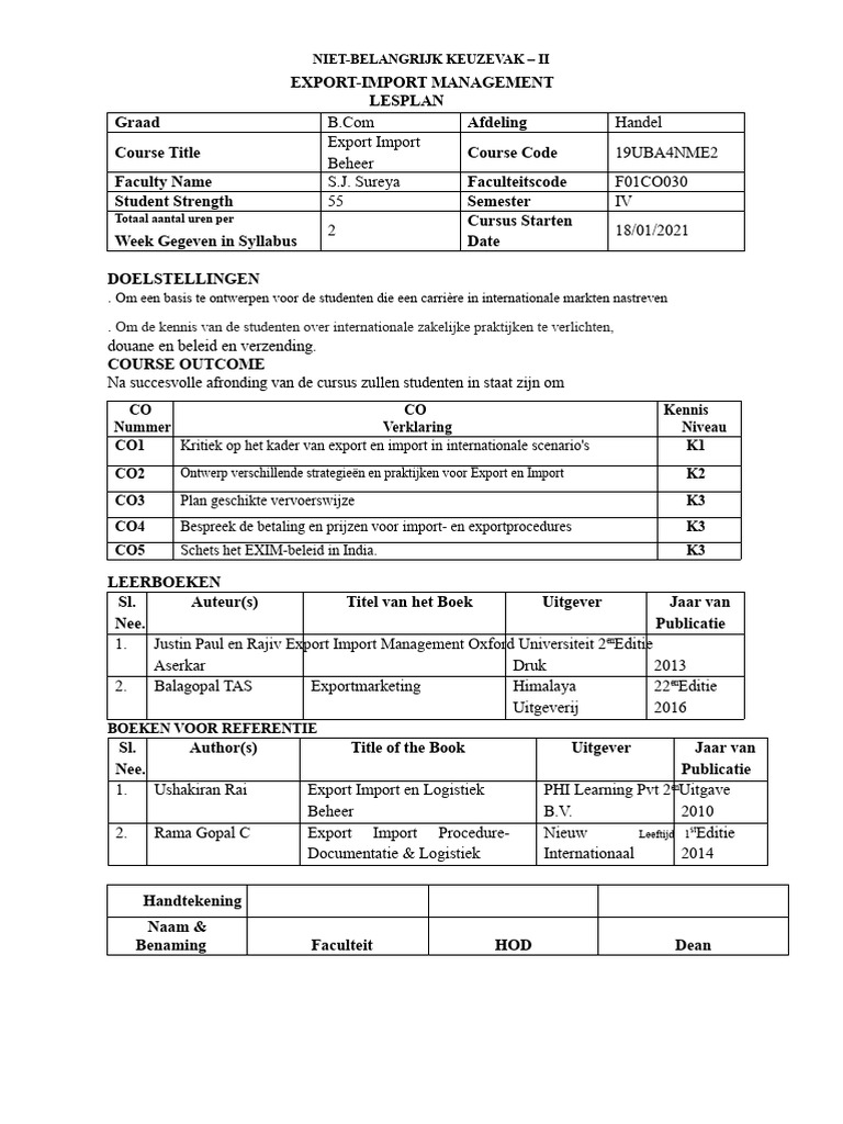 Export Import Beheer | PDF