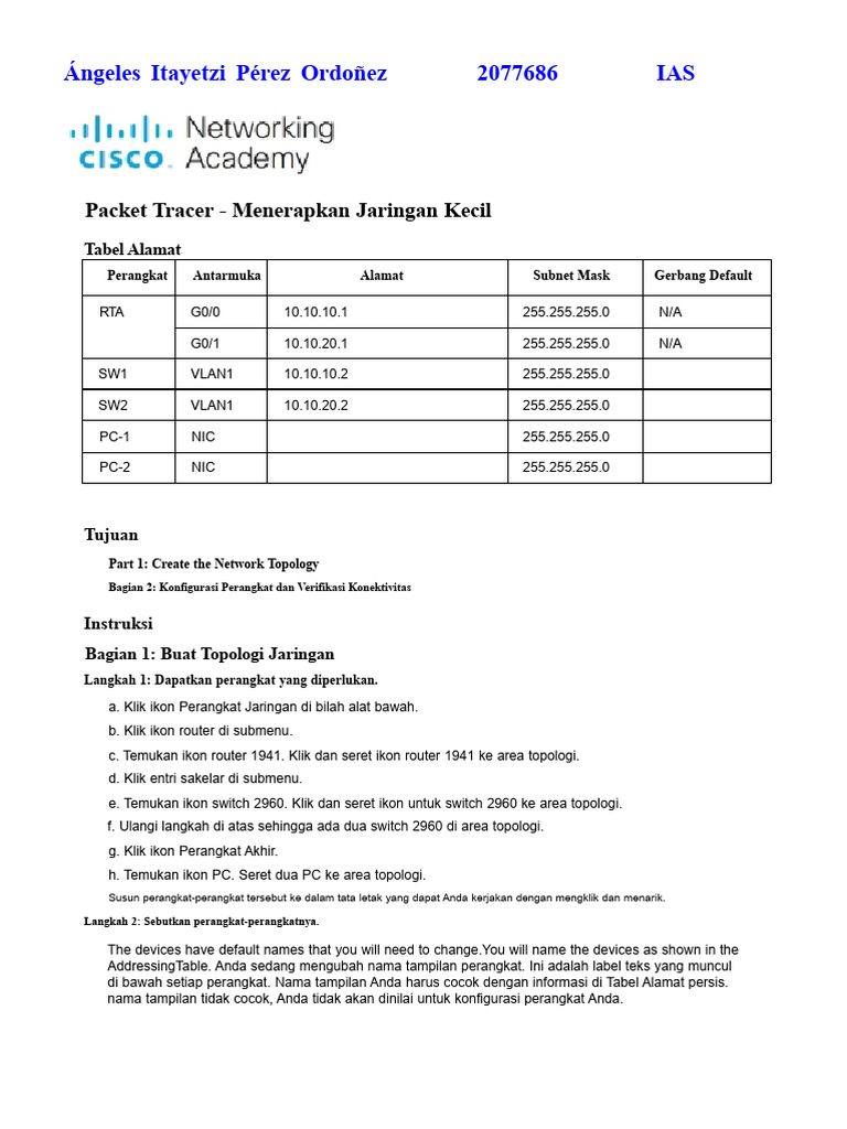 1.6.1-packet-tracer---melaksanakan-jaringan-kecil | PDF