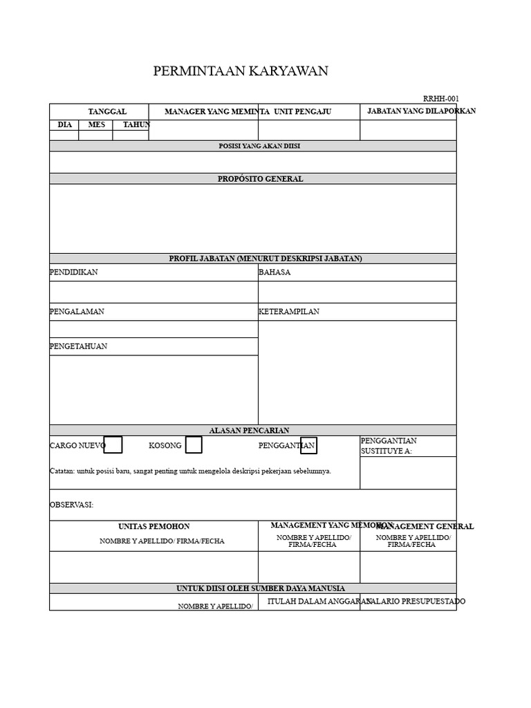 FORMAT UNTUK PERMINTAAN PEGAWAI | PDF