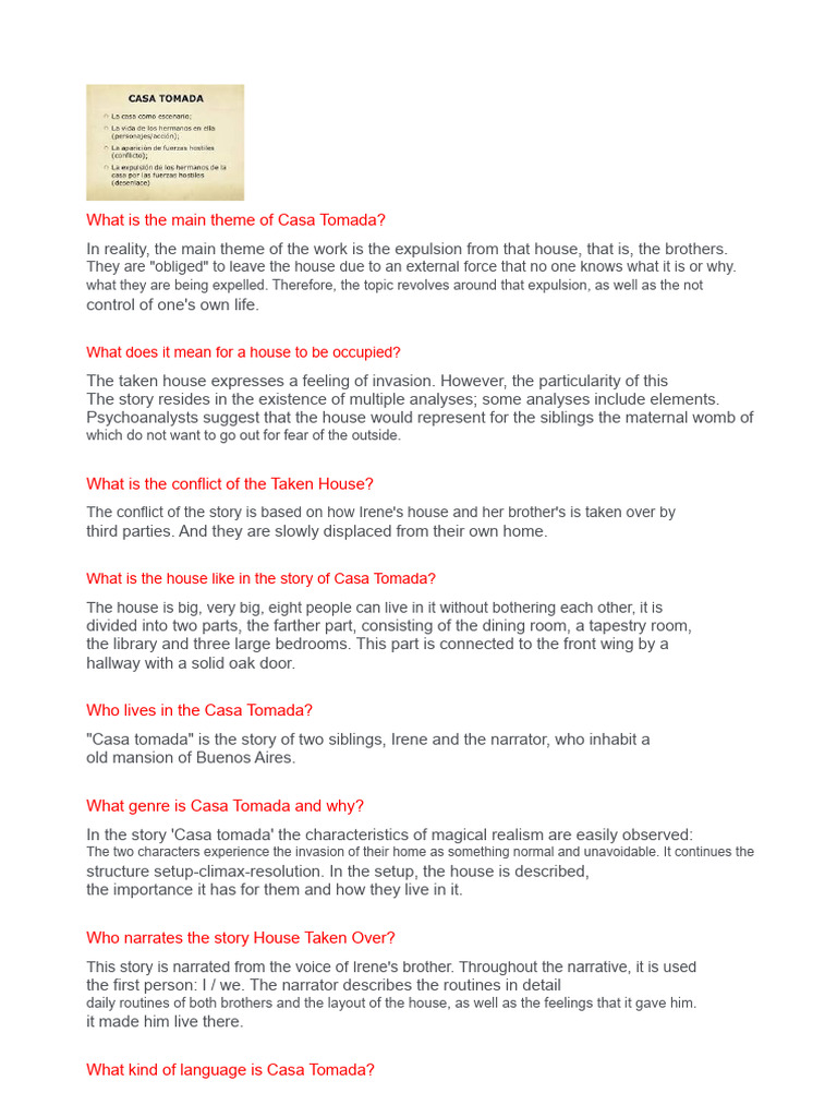 What Is The Main Theme of "Casa Tomada"? | PDF