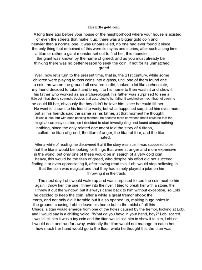 The Little Gold Coin | PDF