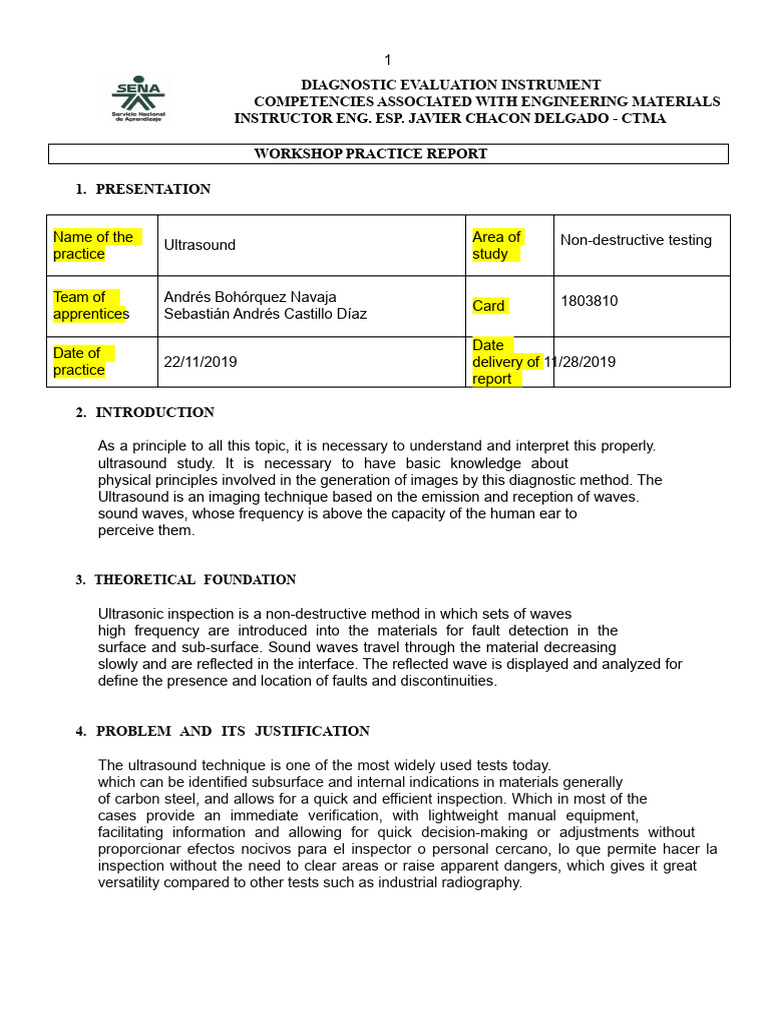 Ultrasonic Testing Report for Engineering Materials | PDF | Ultrasound
