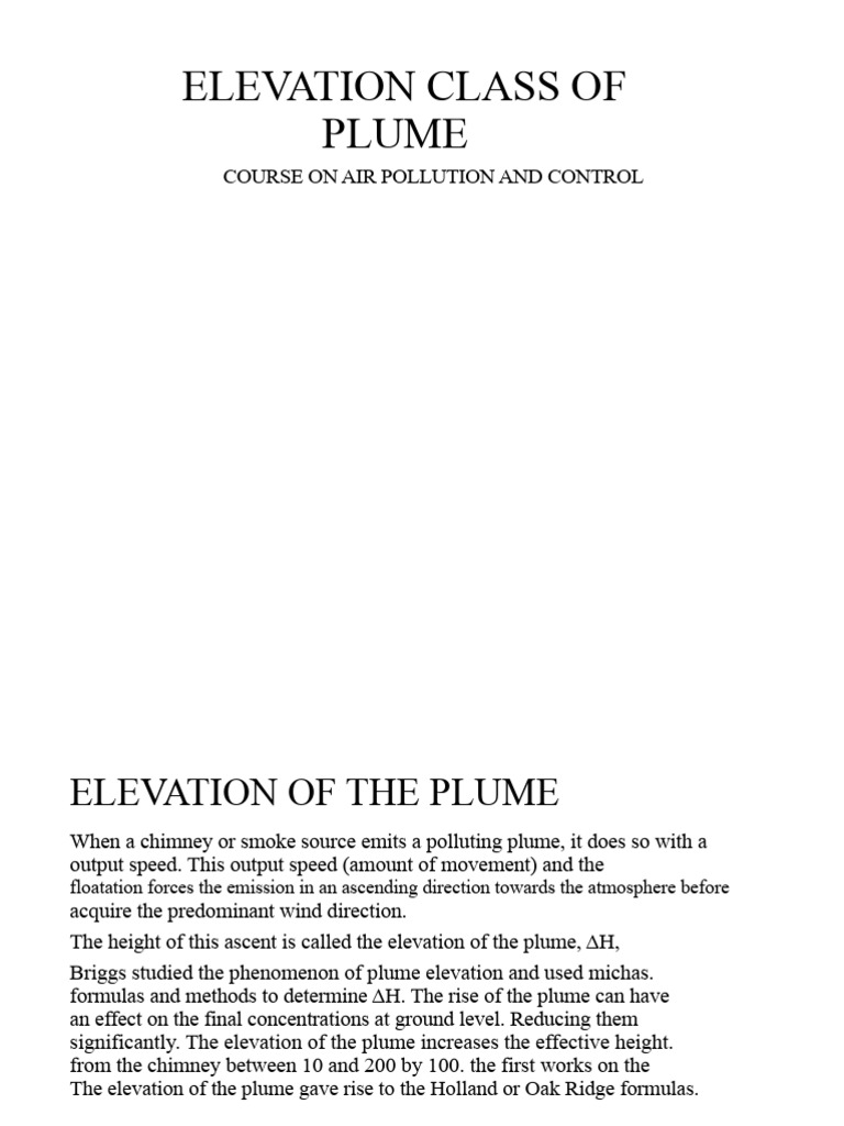 CLASS 6 ELEVATION OF THE PLUME (1) | PDF | Exhaust Gas | Sulfur Dioxide