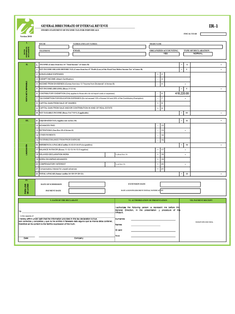 Form IR-1-2018 | PDF | Taxes | Income