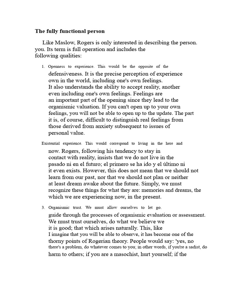 The Fully Functional Person CARL ROGERS | PDF | Behavioural Sciences | Psychological Concepts