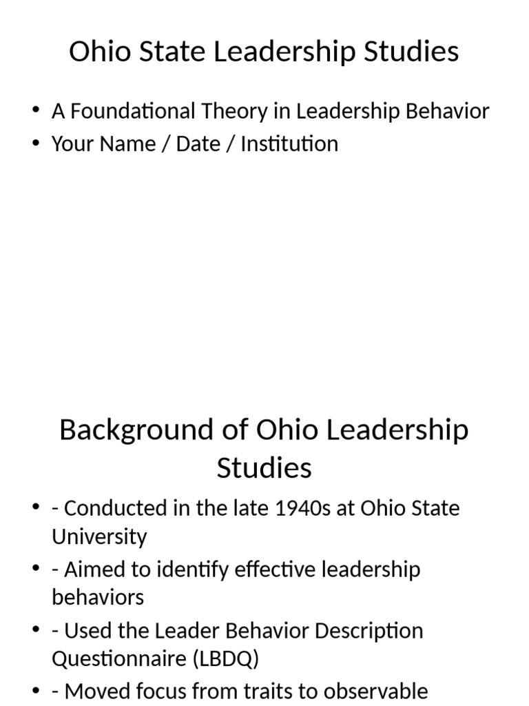 Ohio State Leadership Behavior Model | PDF
